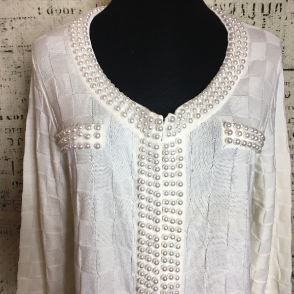 Joan Rivers | Sweaters | Joan Rivers Pearl Basket Weave Cardigan | Poshmark